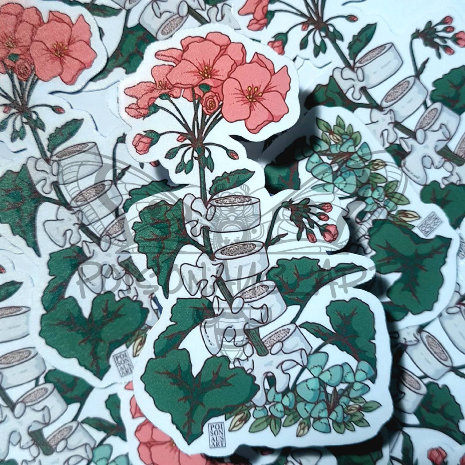 Spinal Geranium Vinyl Sticker Art Spine Bone Floral Flowers - Etsy