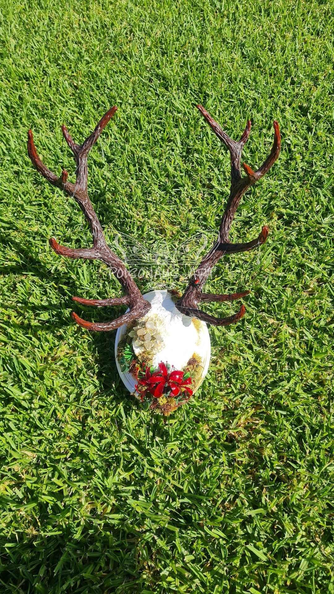Spider Lily Faux Antler Display, Handmade Original Sculpture, Plant ...
