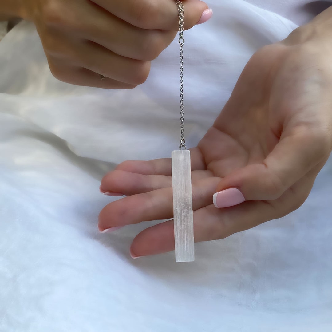 Selenite Crystal Necklace 925 Sterling Silver Plated by ASANA CRYSTALS ...