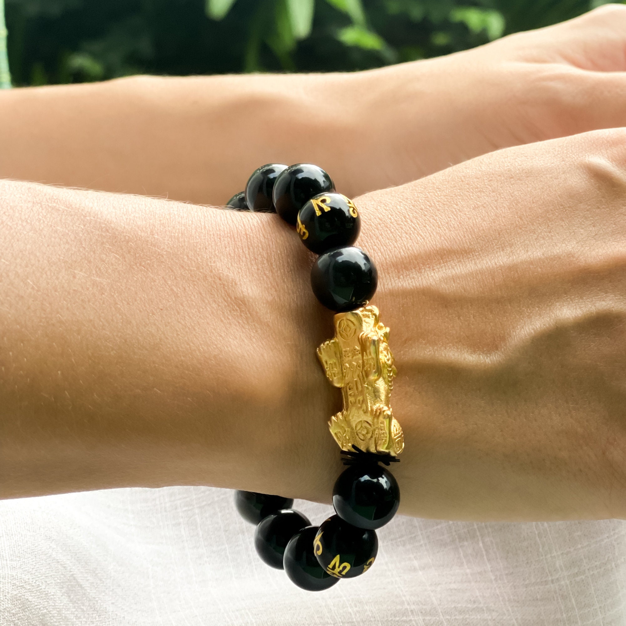 Veritable bracelet Feng Shui Etats Unis Bracelet en obsidienne naturelle de richesse et de prosperite Bracelet d abondance d argent Pi Xiu Bracelet de protection Etsy France