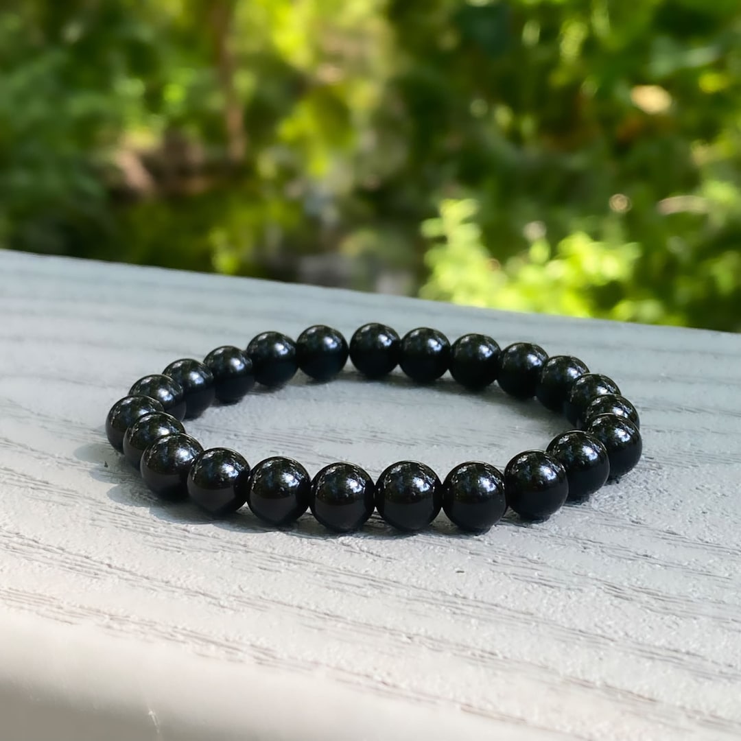 Black Obsidian Bracelet Natural Obsidian Crystals for Protection Black ...