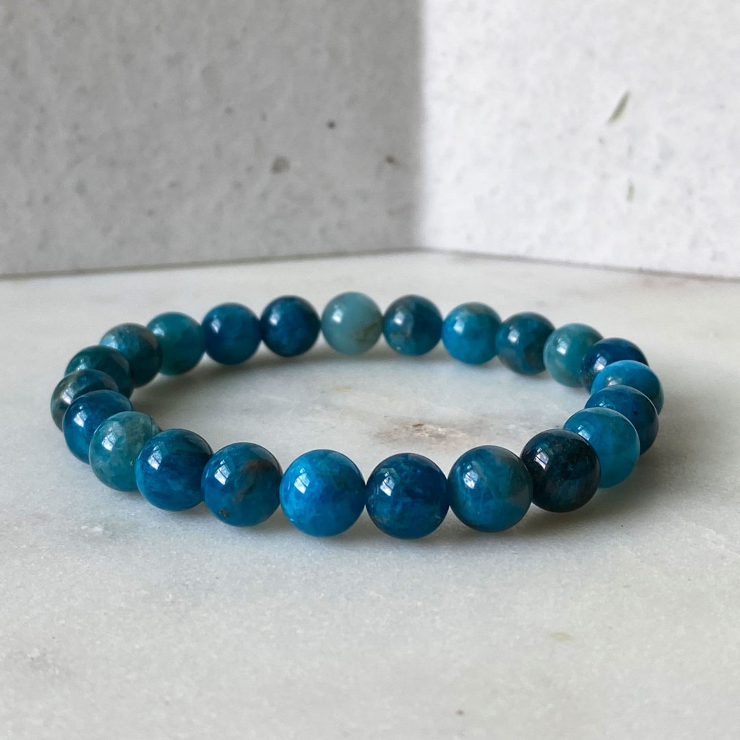 Blue Apatite Bracelet Blue Crystals for Manifestation Natural Blue ...