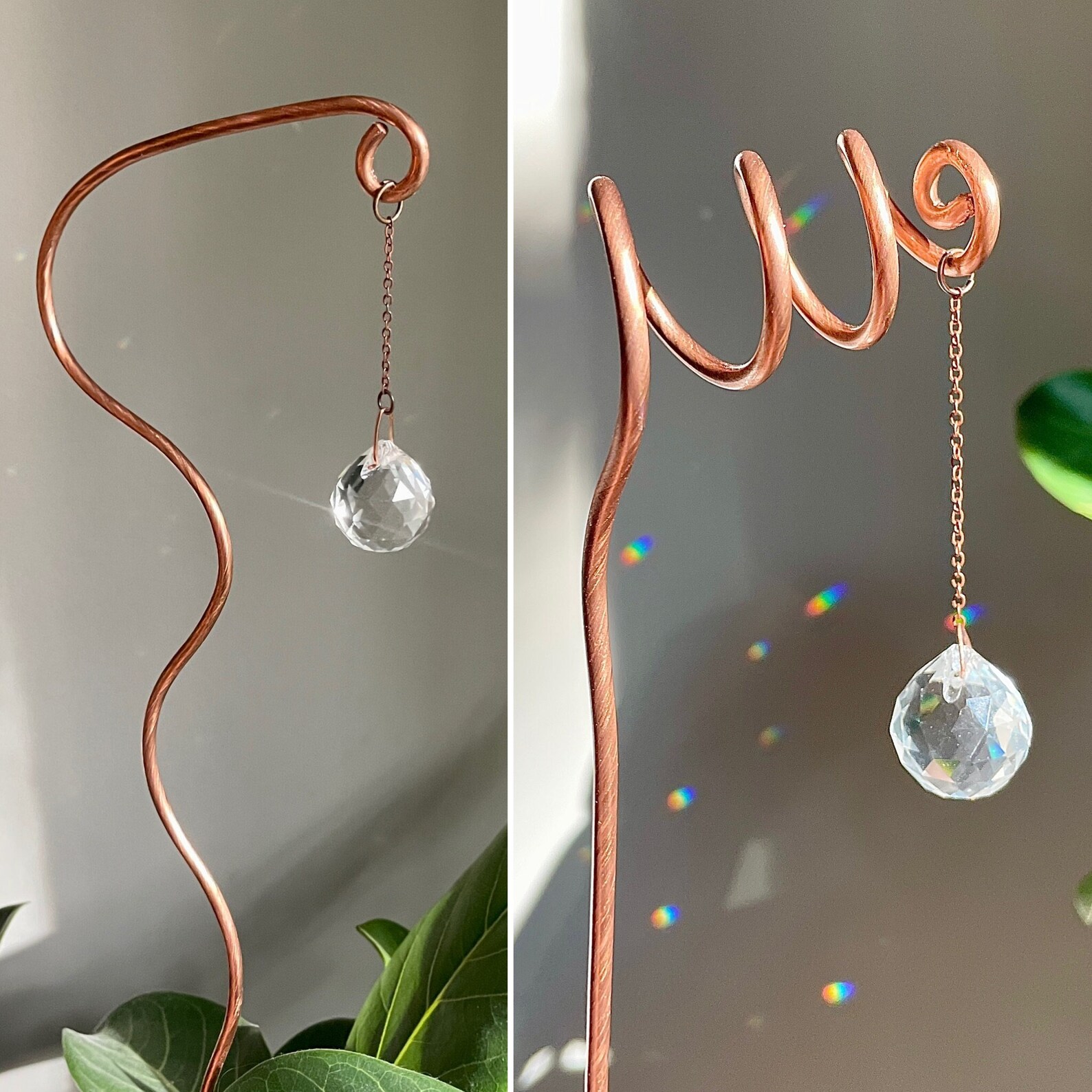Modern Suncatcher Stake, Sun Catcher Plant Stick, Minimalist Crystal ...
