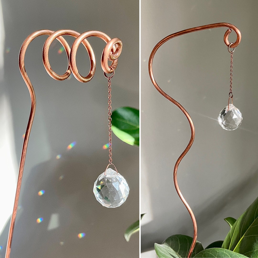Plant Suncatcher Stake Crystal Plant Stick Modern Sun - Etsy