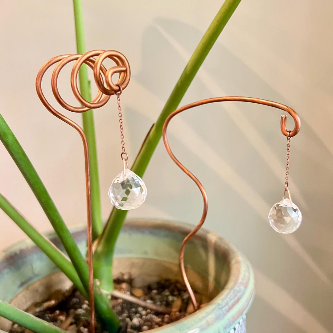 Plant Suncatcher, Crystal Plant Stick, Plant Stake Suncatcher, Boho ...