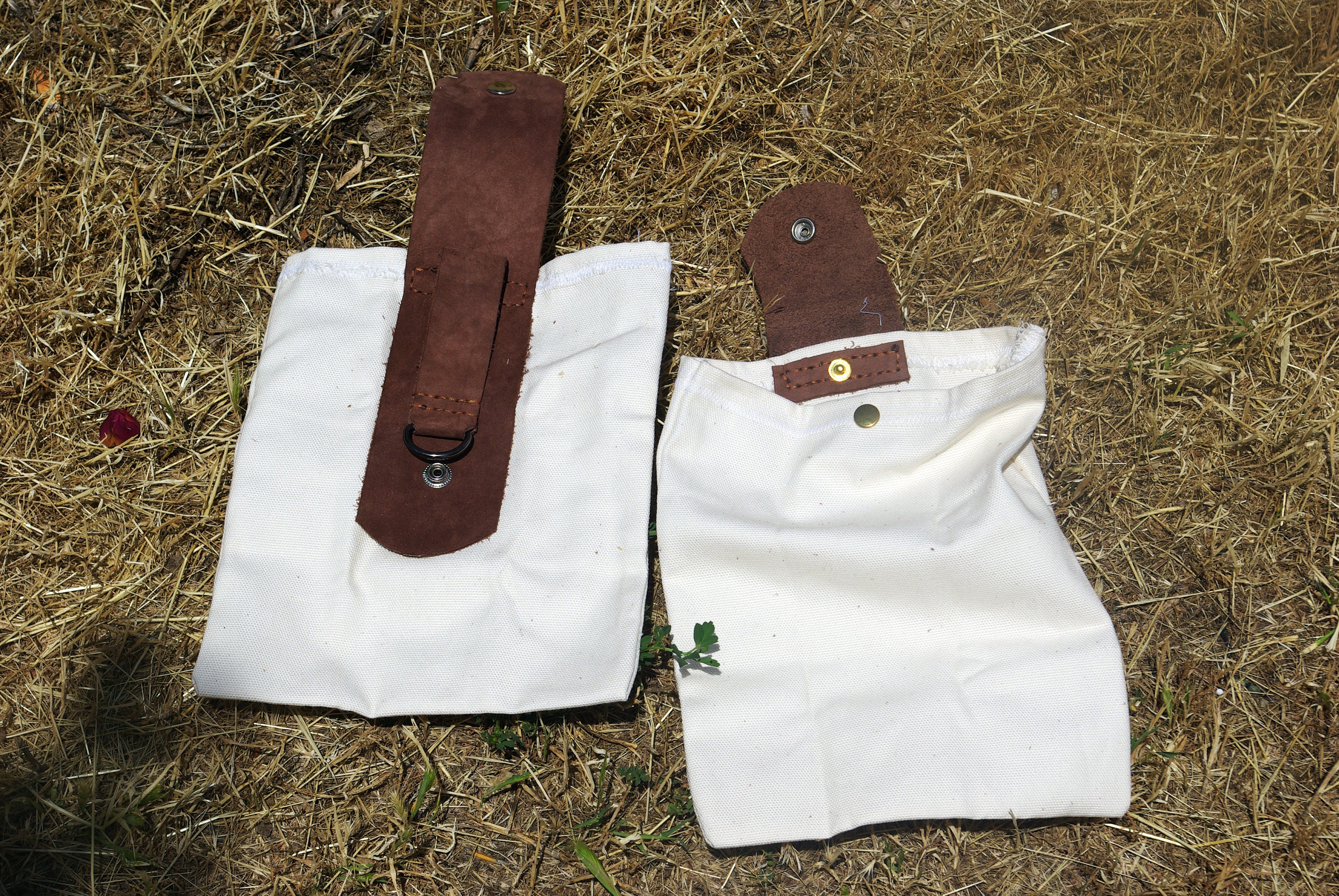 Bushcraft Dump Pouch Canvas & Leather Drawstring Forage | Etsy