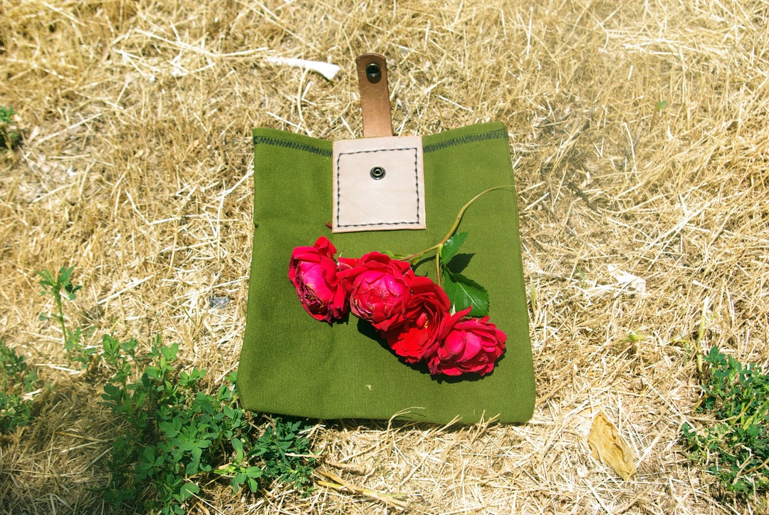 Forage Bag Bushcraft Dump Pouch Canvas & Leather - Etsy