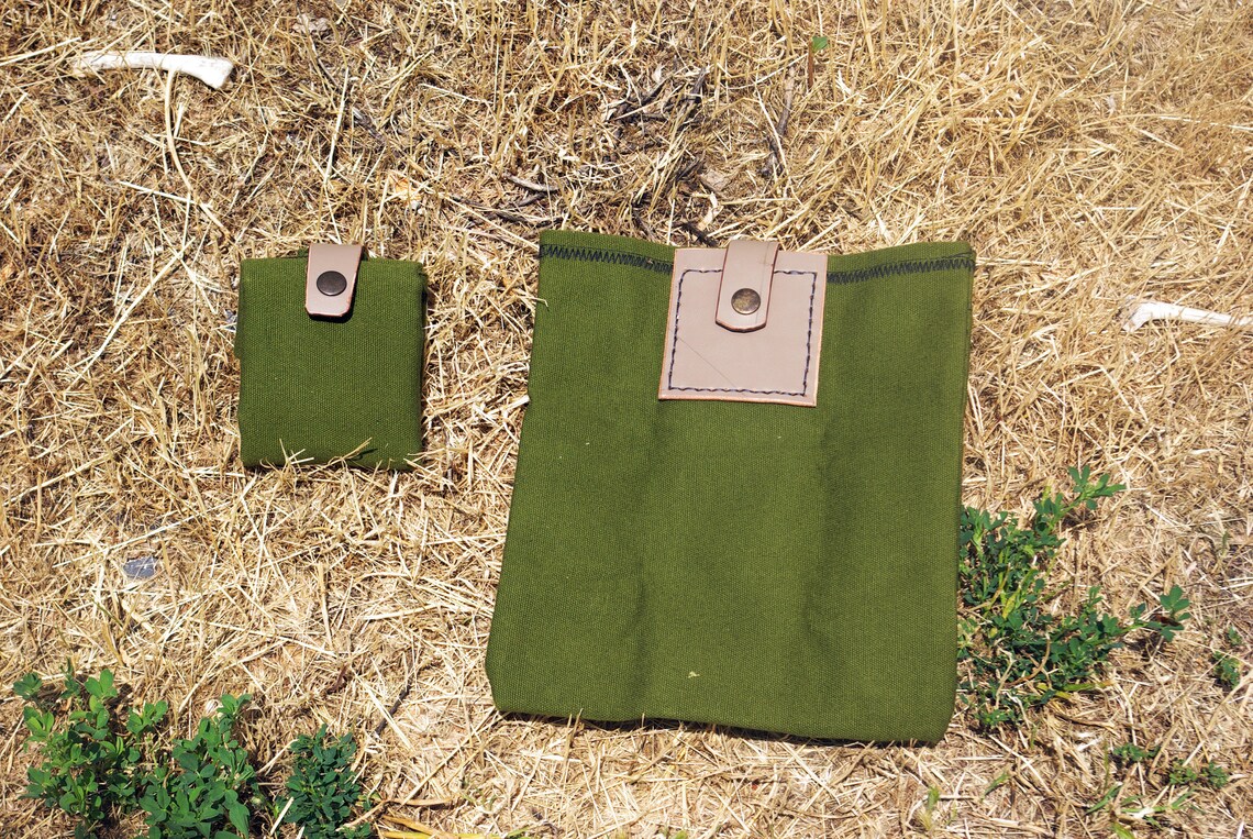Forage Bag Bushcraft Dump Pouch Canvas & Leather - Etsy