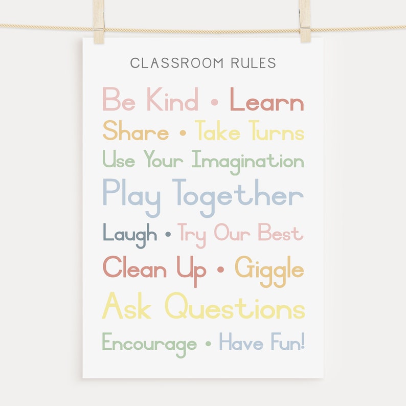 Rainbow Classroom Rules Lower, Classroom Rules, Educational Print ...