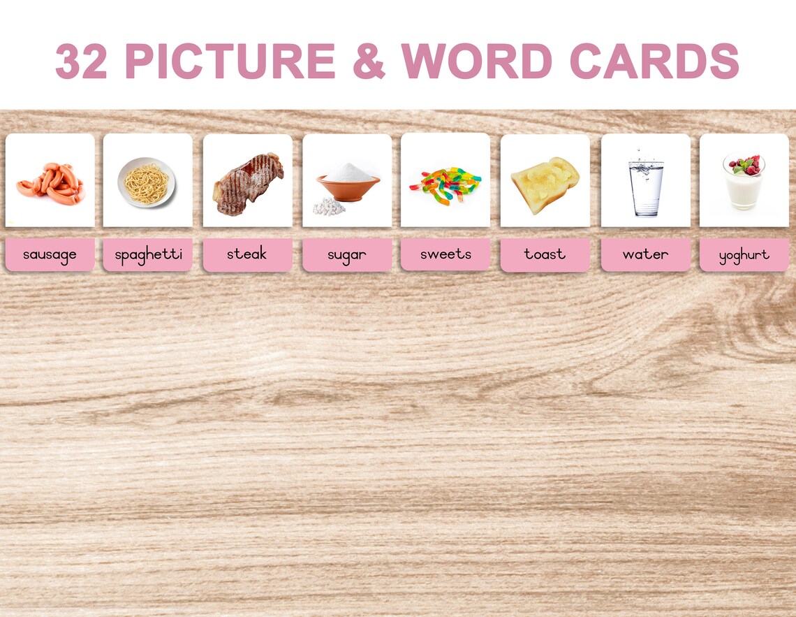 FOODS Printable Flash Cards 3 Part Cards Montessori | Etsy Canada
