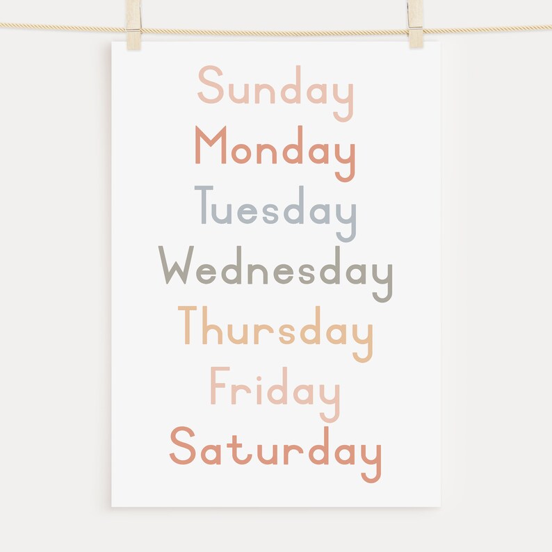 Calm Weekdays Poster, Week Days Poster, Classroom Decor, Educational ...