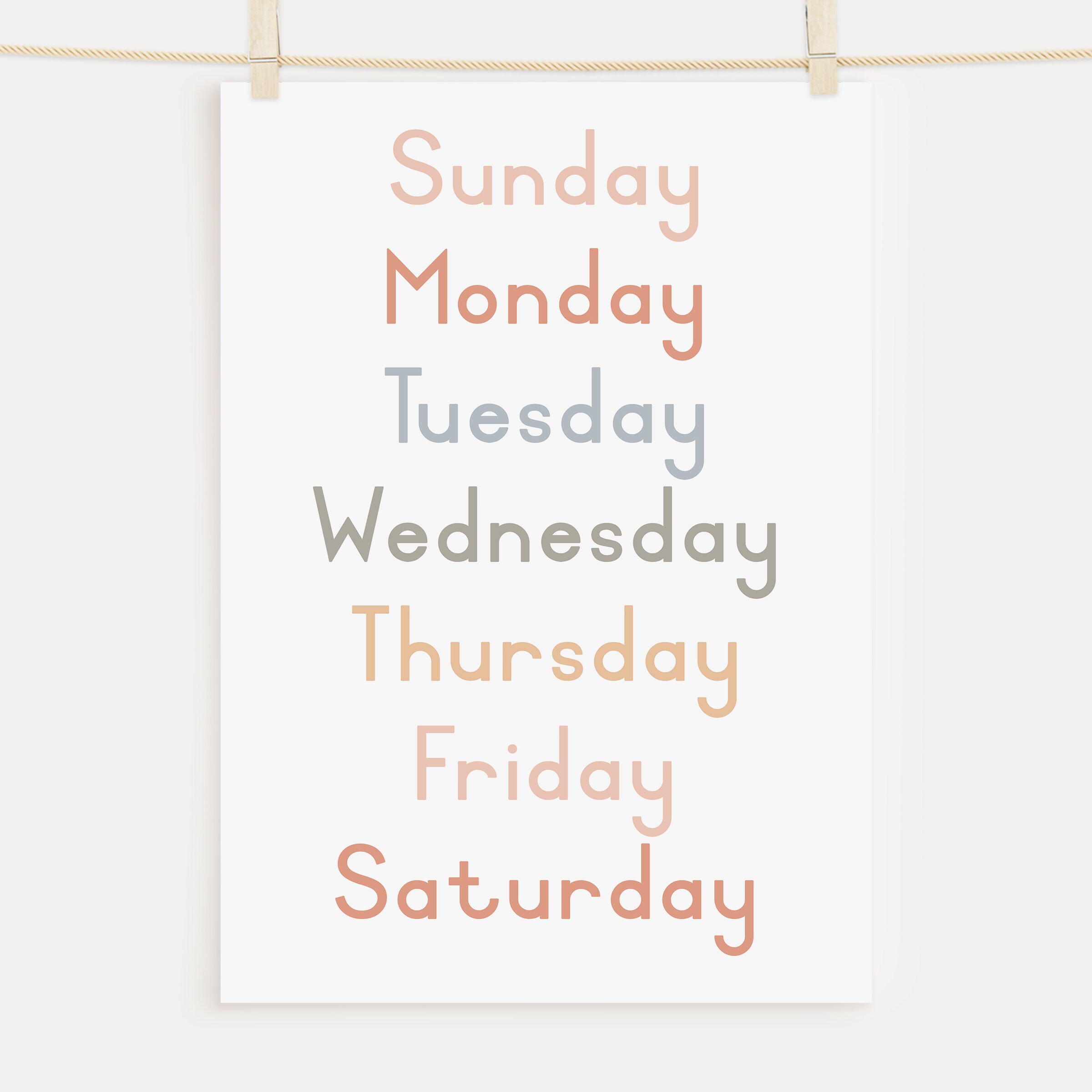 Calm Weekdays Poster, Week Days Poster, Classroom Decor, Educational ...
