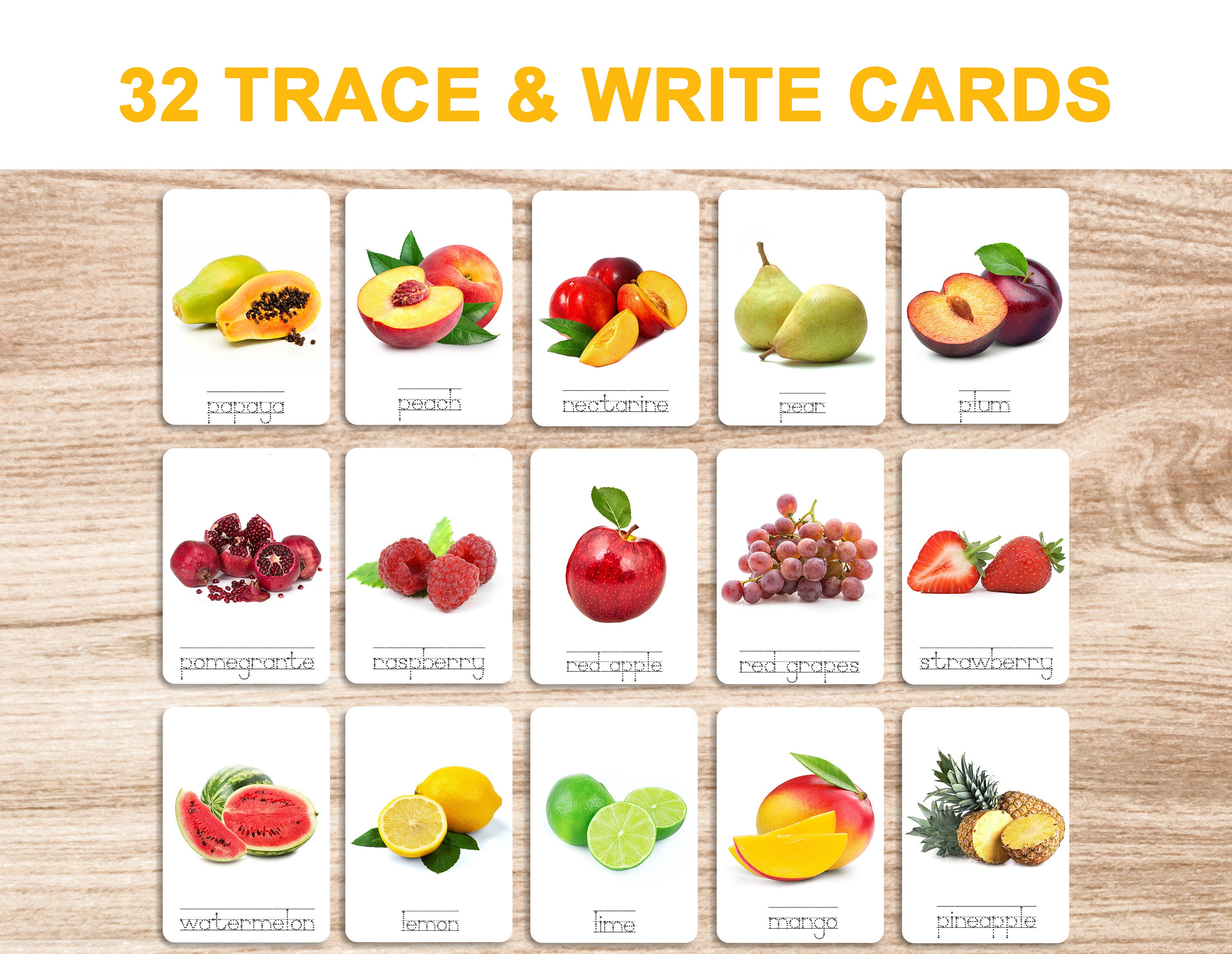 Fruits • Printable Flash Cards • 3 Part Cards • Montessori Cards ...