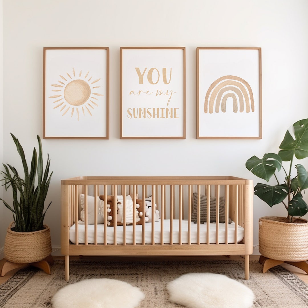 You Are My Sunshine, Neutral Rainbow Wall Art Set of 3 Prints ...