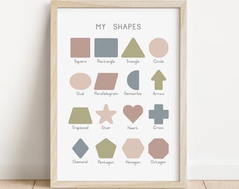 Pastel Shapes Poster, Classroom Decor, Educational Print, Montessori ...