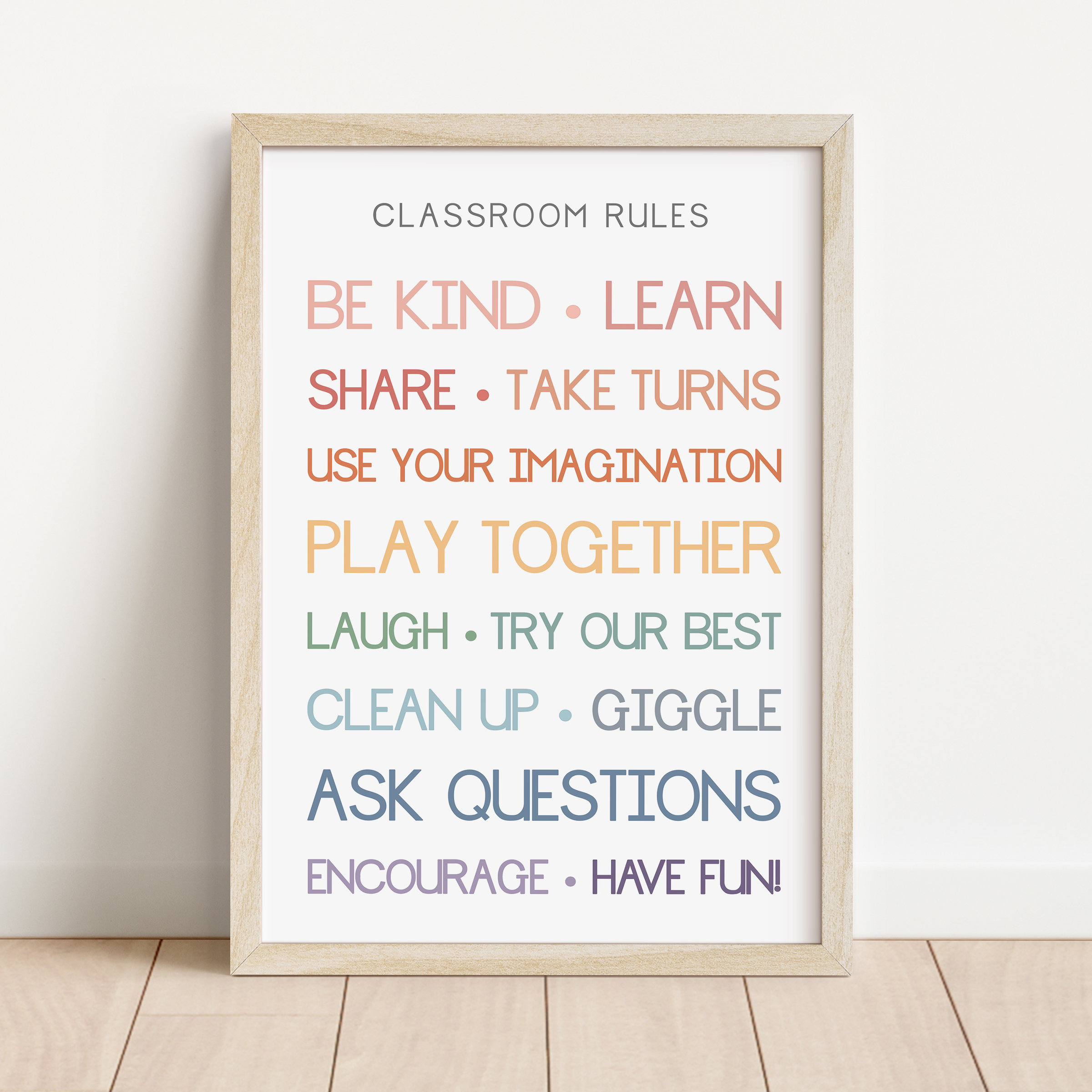 Classroom Rules Capitals Poster, Classroom Rules, Educational Print ...