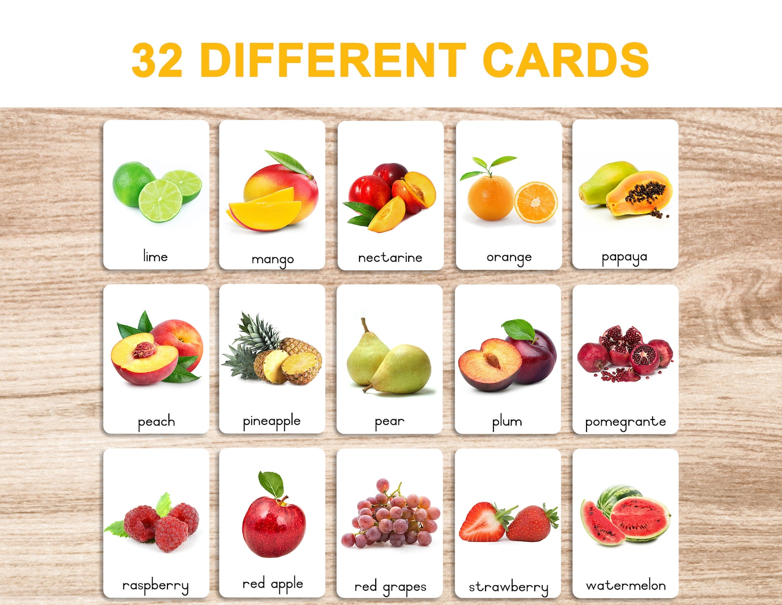 Fruits • Printable Flash Cards • 3 Part Cards • Montessori Cards ...