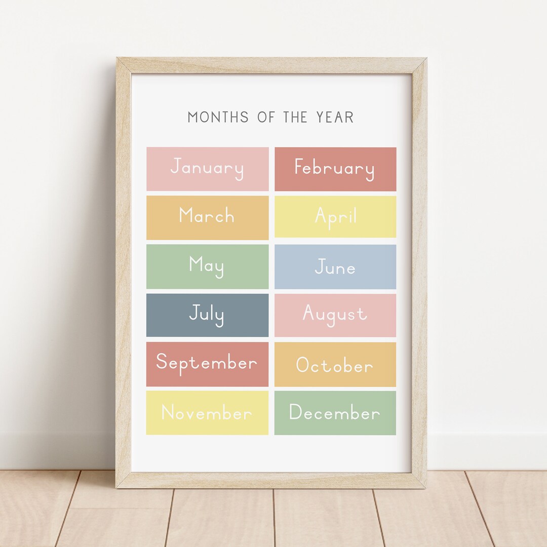 Rainbow Months of the Year Poster, Classroom Decor, Educational Print ...