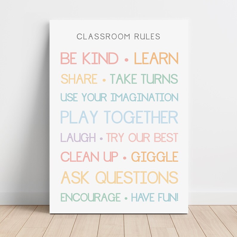 Pastel Rainbow Classroom Rules Capitals Poster, Classroom Rules ...