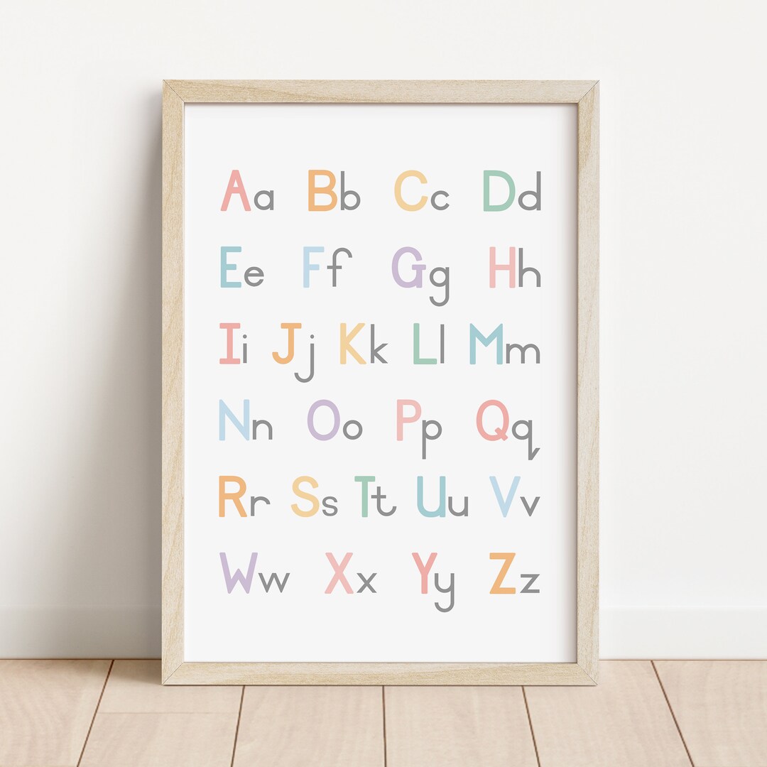 Pastel Rainbow Alphabet Lower and Upper Case, Alphabet Poster ...