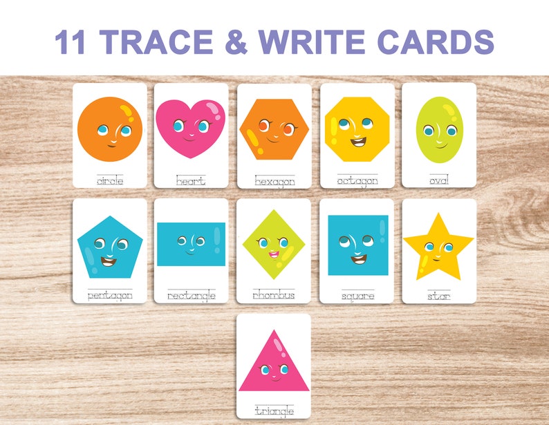 Formas Tarjetas didácticas imprimibles Tarjetas de 3 partes Tarjetas ...