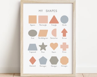Pastel Shapes Poster, Classroom Decor, Educational Print, Montessori ...