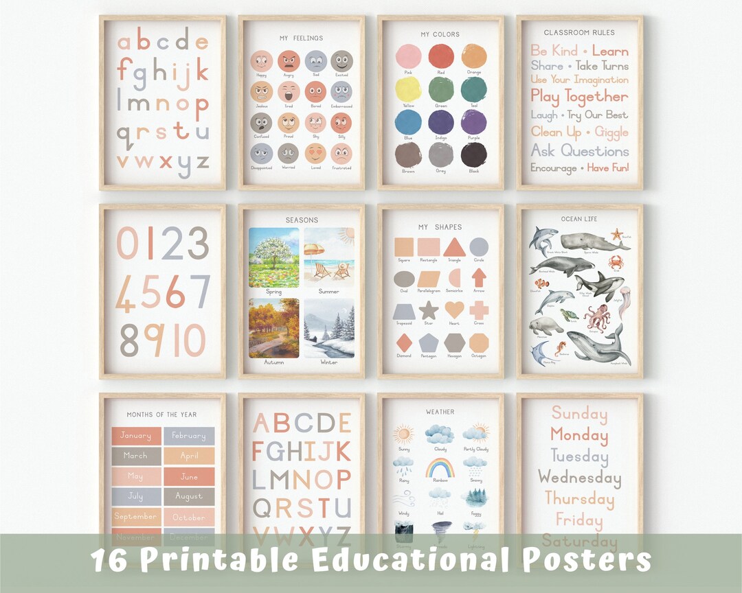 Classroom Decor, Set of 16 Educational Posters - Calm, Homeschool ...