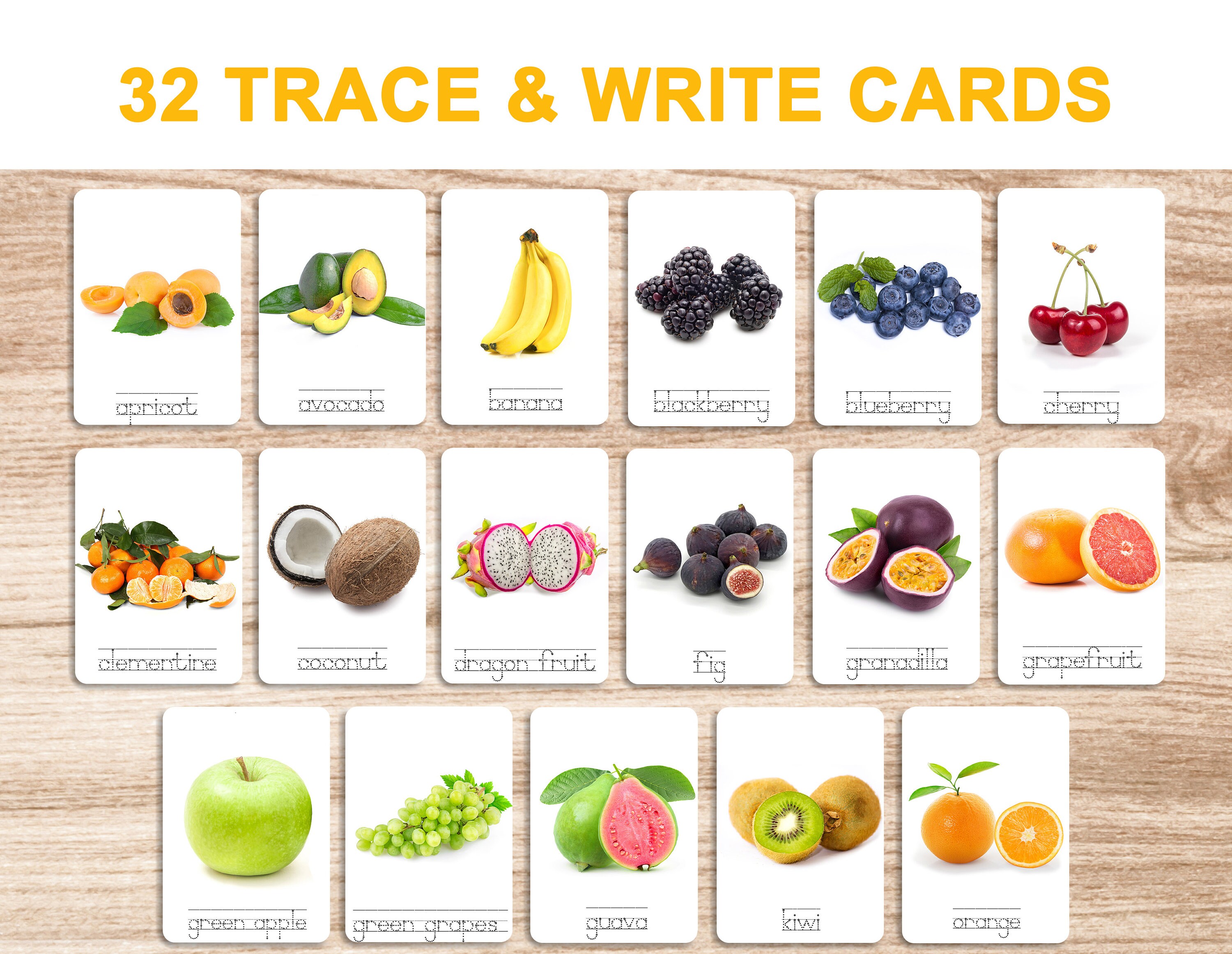 Fruits • Printable Flash Cards • 3 Part Cards • Montessori Cards ...