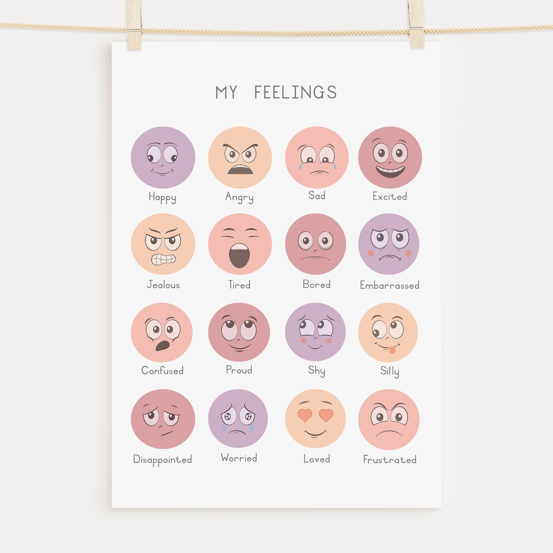 Pastel Feelings Poster, Emotions Poster, Classroom Decor, Educational ...