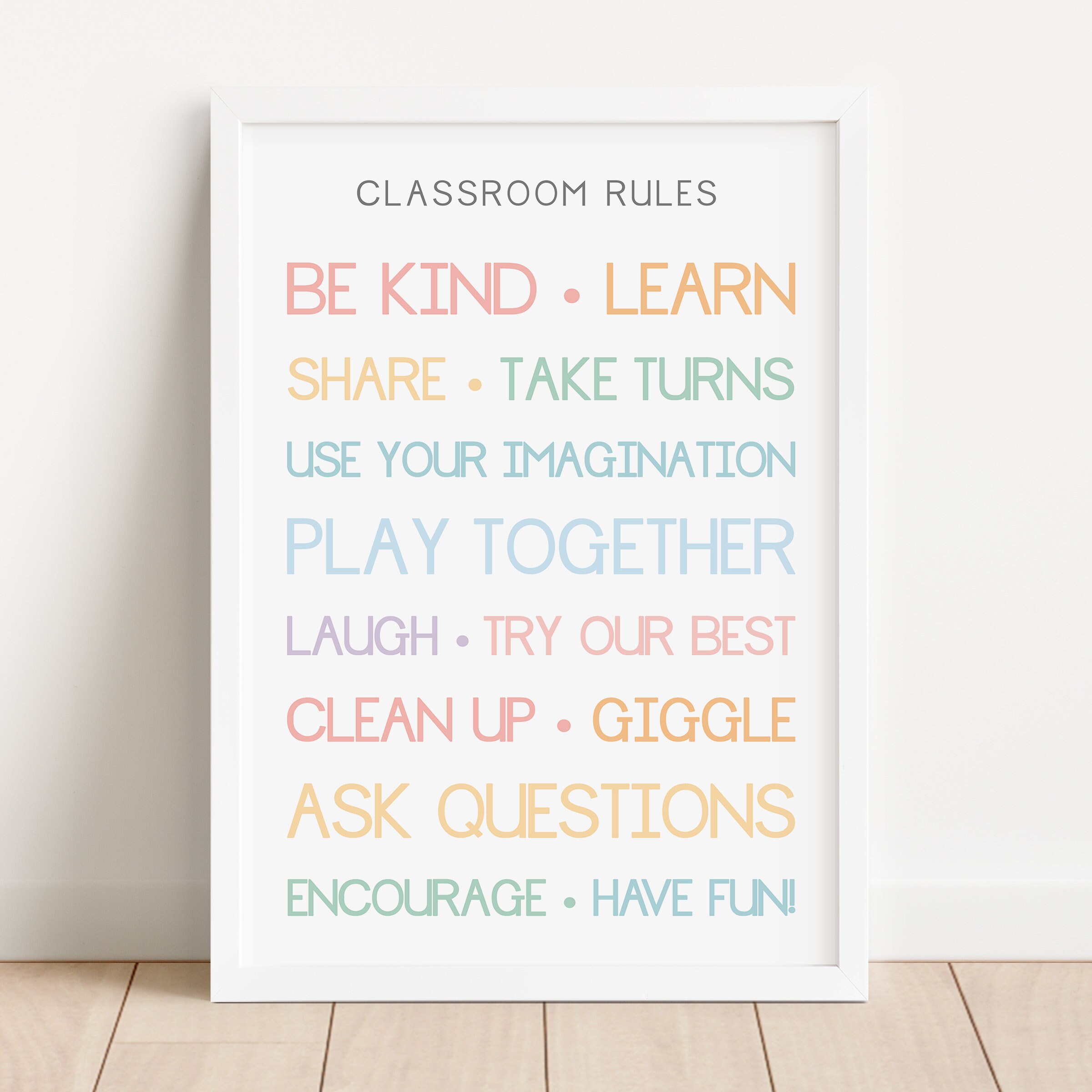 Pastel Rainbow Classroom Rules Capitals Poster, Classroom Rules ...