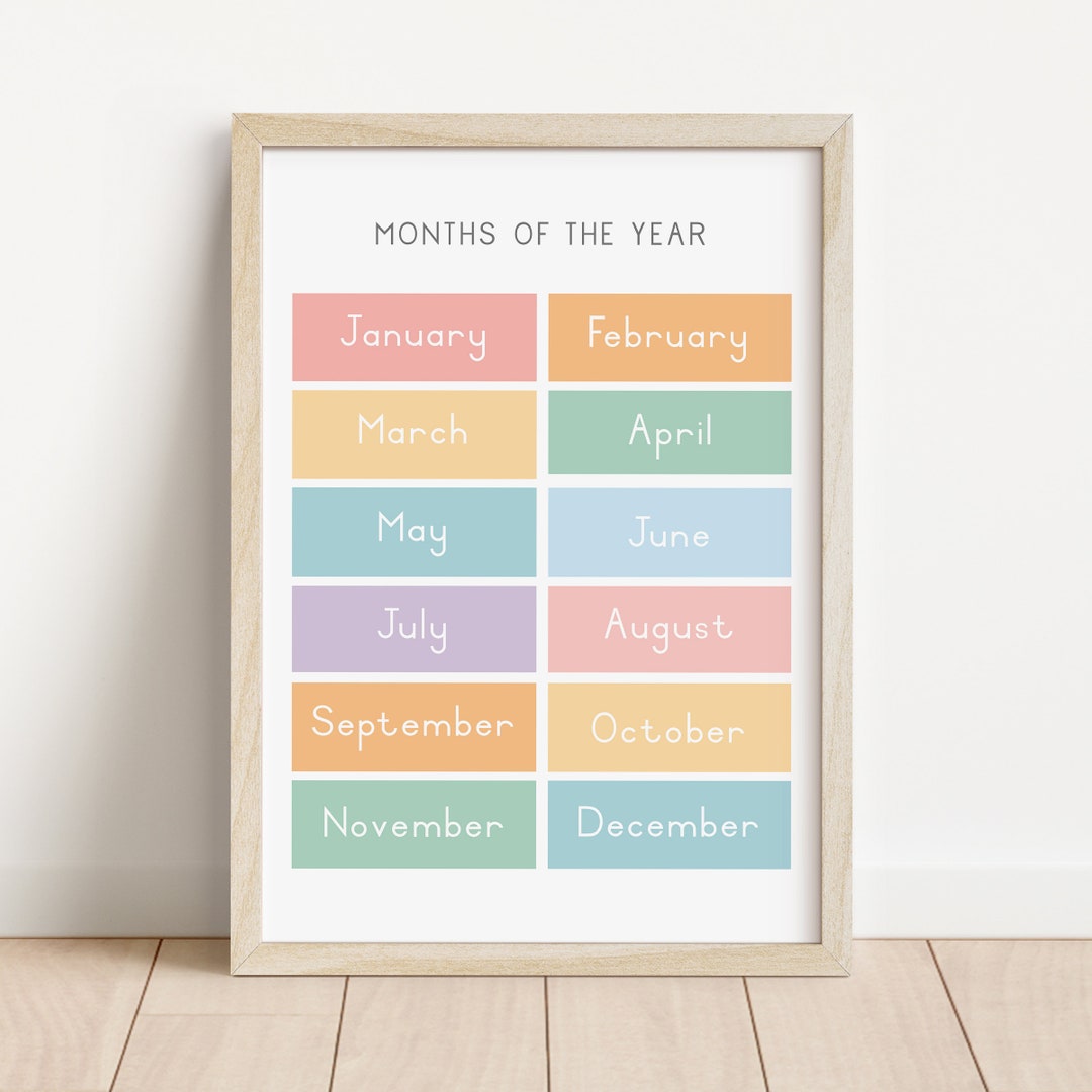 Pastel Rainbow Months of the Year Poster, Classroom Decor, Educational ...