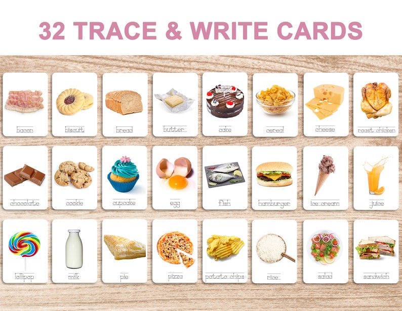 FOODS • Printable Flash Cards • 3 Part Cards • Montessori Cards • BONUS ...