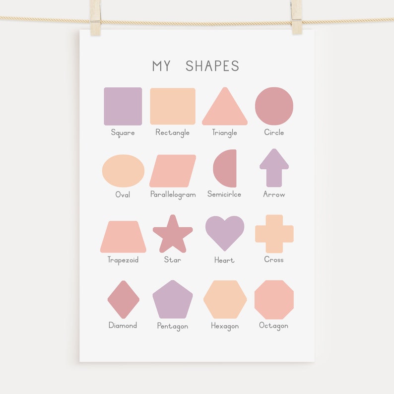 Pastel Shapes Poster, Classroom Decor, Educational Print, Montessori ...