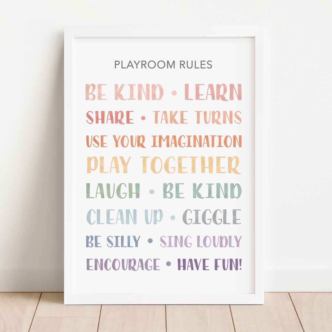Playroom Rules, Playroom Poster, Kids Wall Decor, Educational Wall Art ...