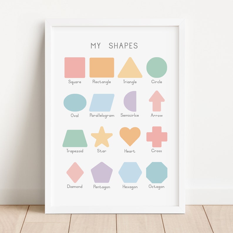 Pastel Rainbow Shapes Poster, Classroom Decor, My Shapes, Educational ...