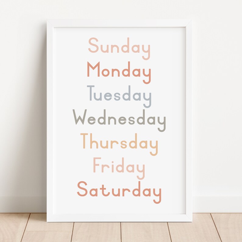 Calm Weekdays Poster, Week Days Poster, Classroom Decor, Educational ...