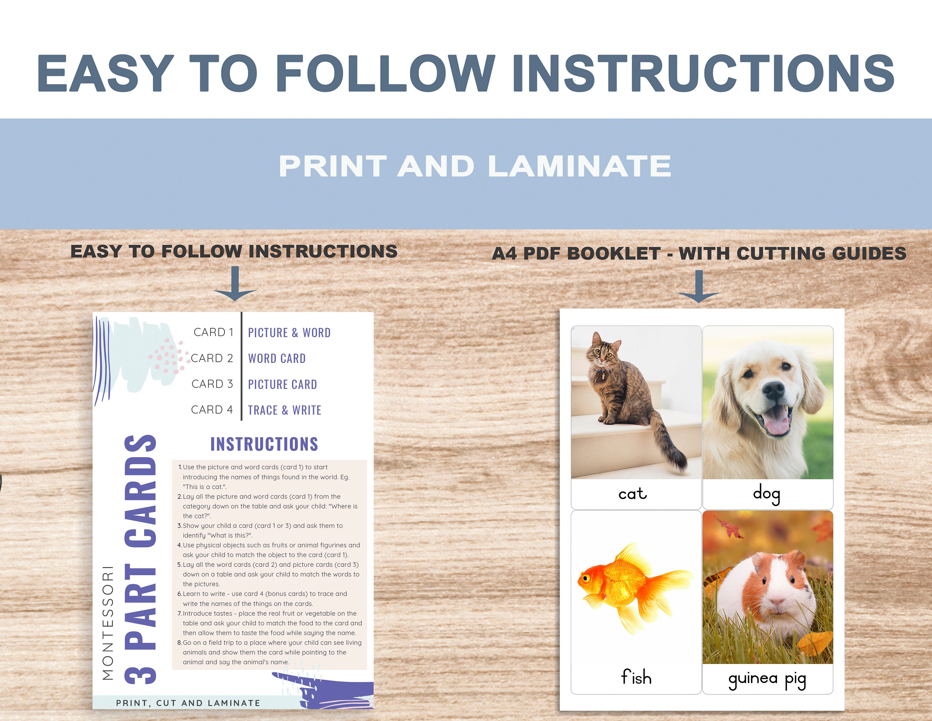 Pets • Printable Flash Cards • 3 Part Cards • Montessori Cards • BONUS ...
