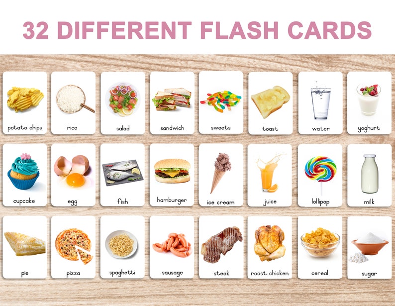 FOODS • Printable Flash Cards • 3 Part Cards • Montessori Cards • BONUS ...
