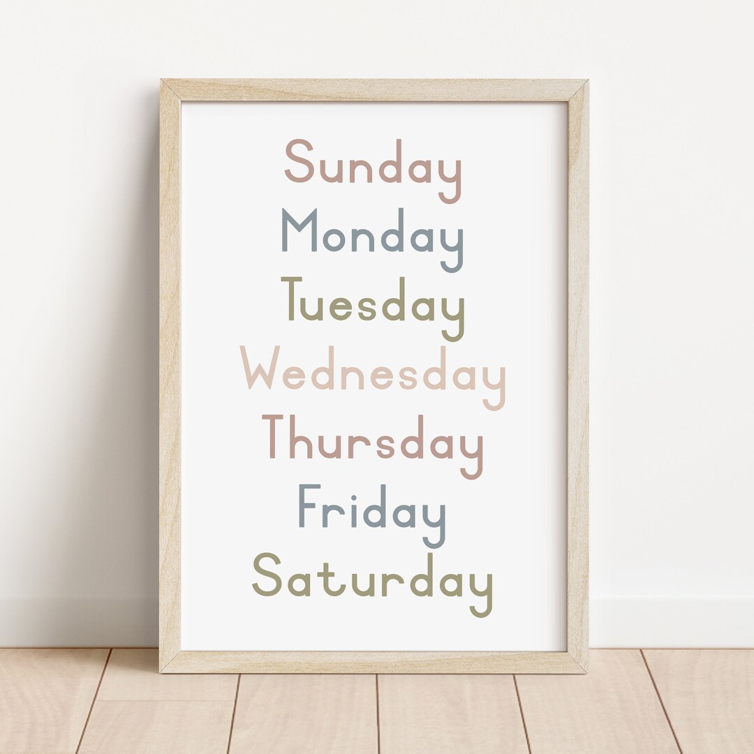 Days of the Week Poster, Week Days Poster, Classroom Decor, Educational ...