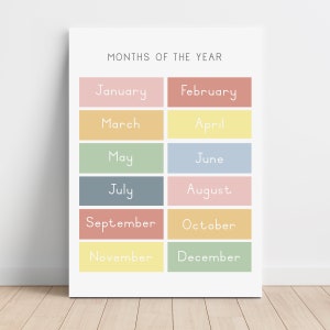 Rainbow Months of the Year Poster, Classroom Decor, Educational Print ...