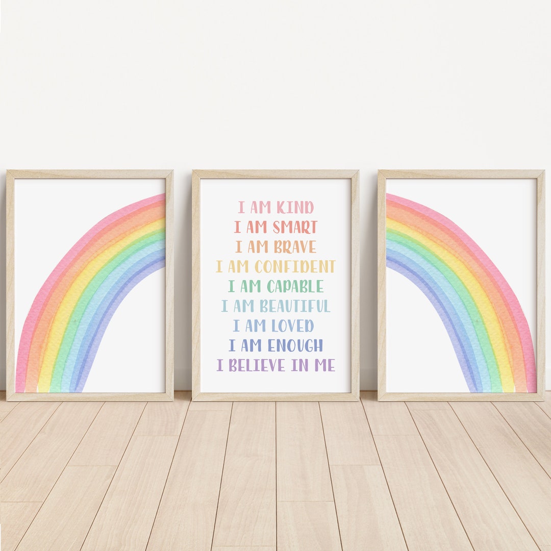 Rainbow Affirmations Poster, Classroom Decor, Printable Wall Art, Kids ...