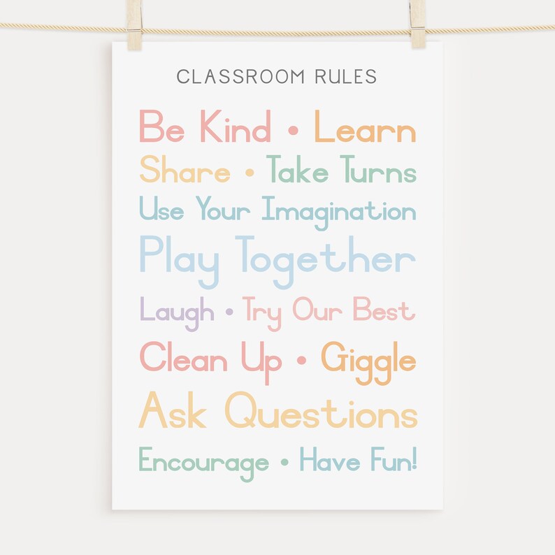 Pastel Rainbow Classroom Rules Poster Classroom Rules - Etsy UK