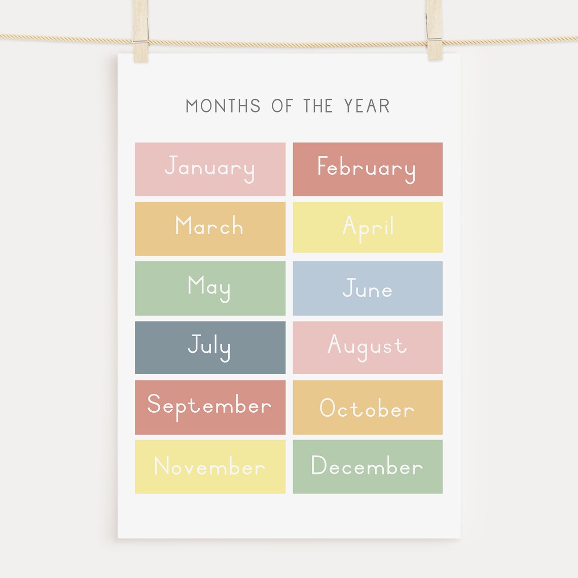 Rainbow Months of the Year Poster, Classroom Decor, Educational Print ...