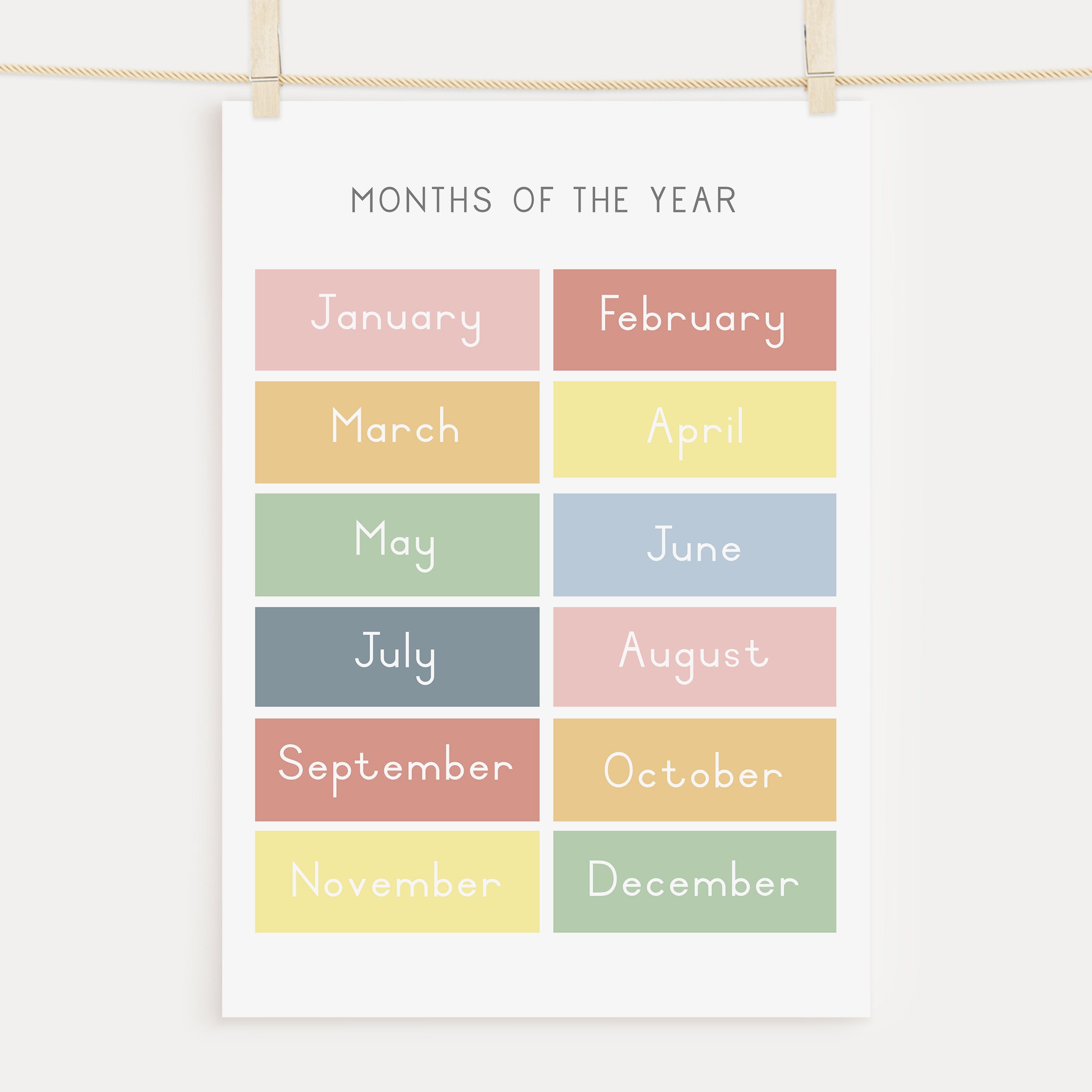 Rainbow Months of the Year Poster, Classroom Decor, Educational Print ...