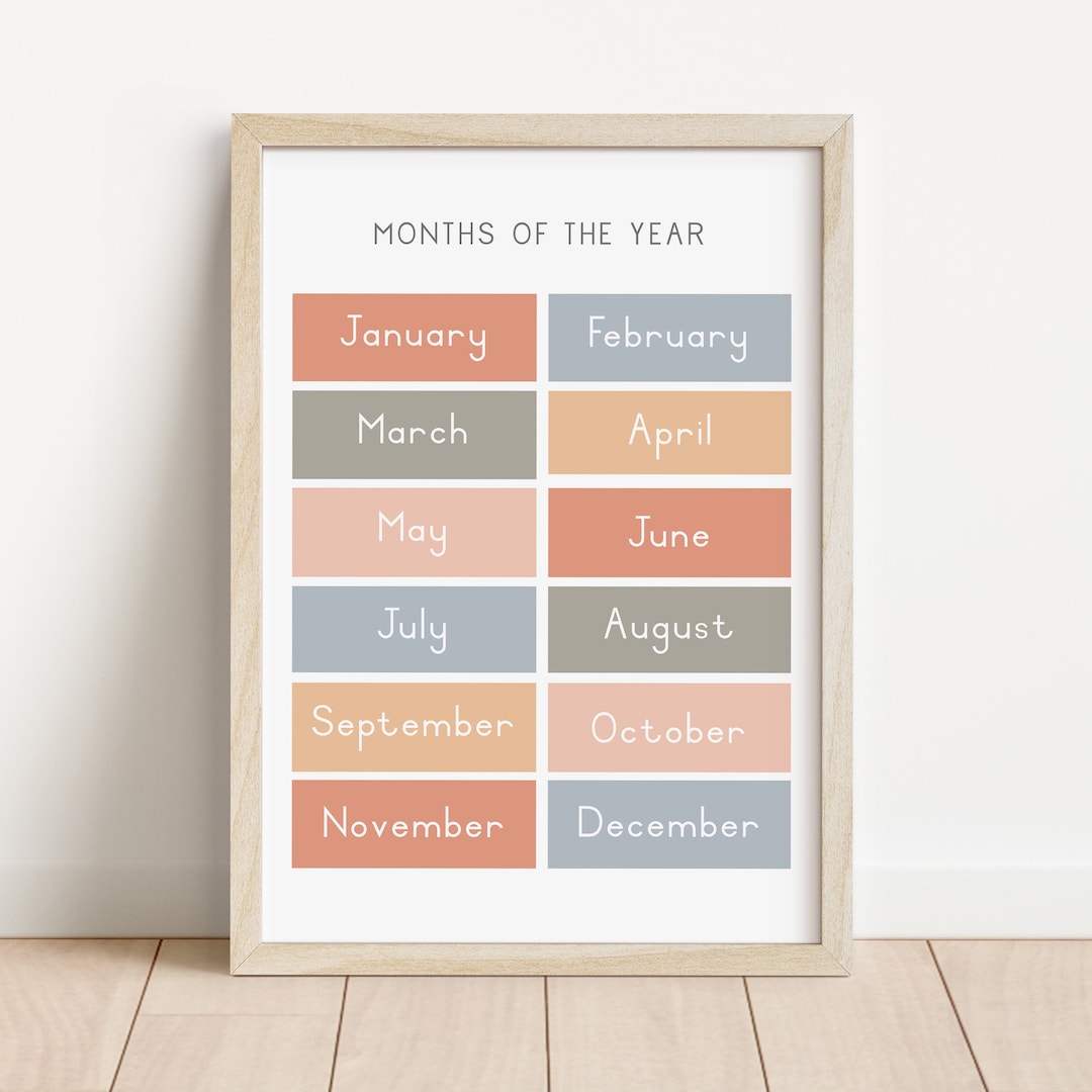 Calm Months of the Year Poster, Classroom Decor, Educational Print ...