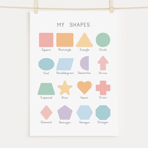 Pastel Rainbow Shapes Poster, Classroom Decor, My Shapes, Educational ...