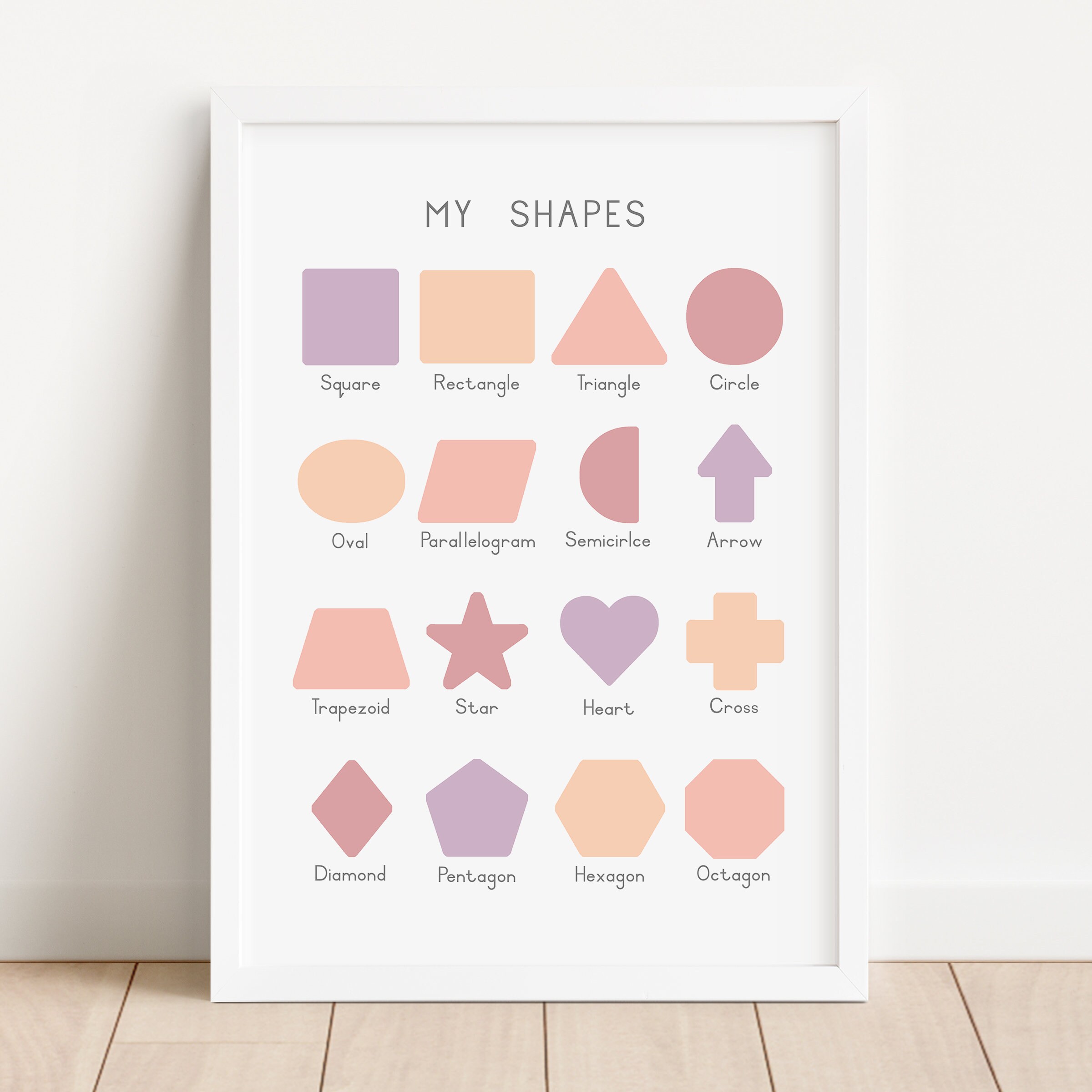 Pastel Shapes Poster, Classroom Decor, Educational Print, Montessori ...