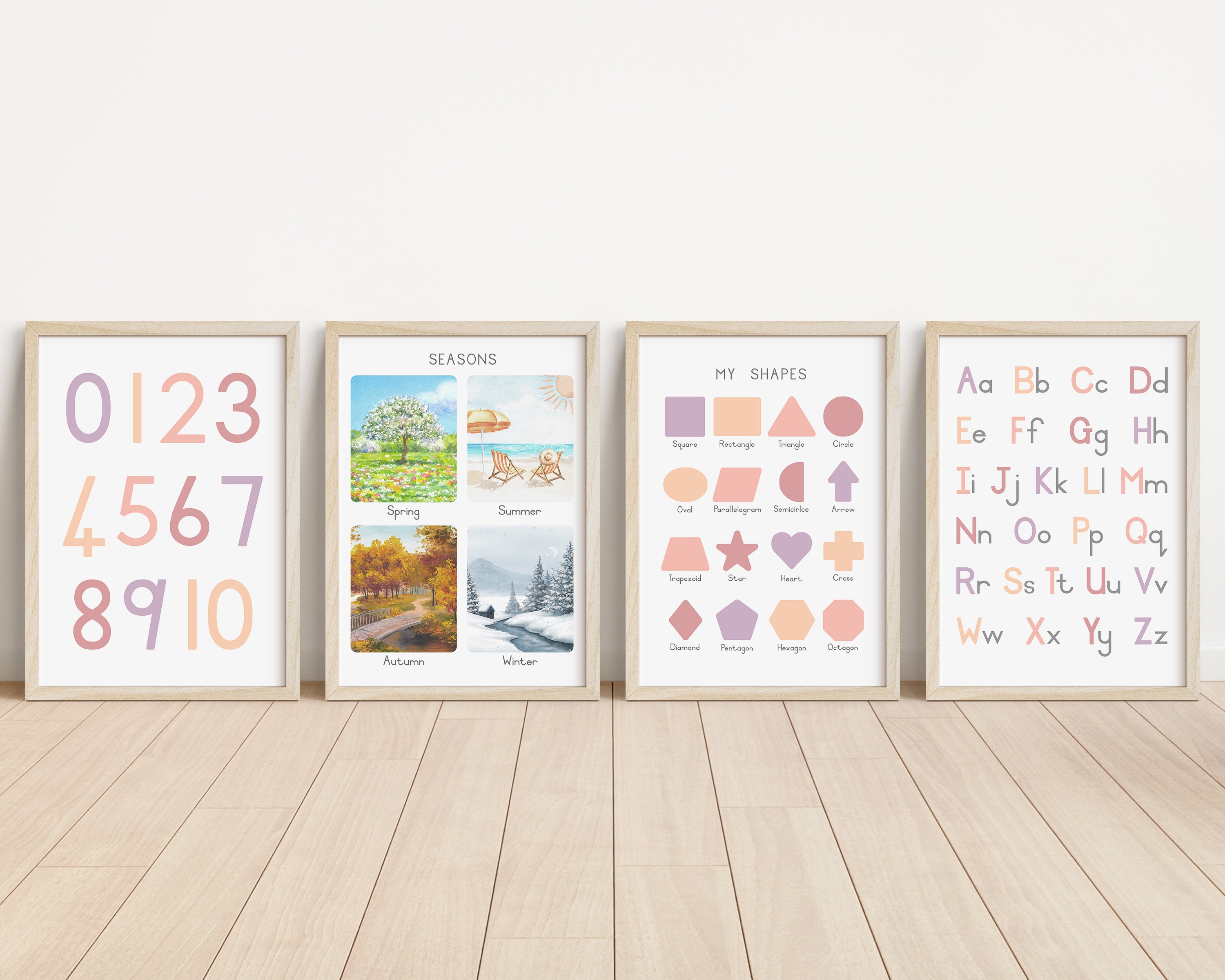 Set of 16 Educational Posters - Blush, Classroom Decor, Homeschool ...