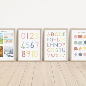 Set of 16 Educational Posters - Rainbow, Classroom Decor, Homeschool ...