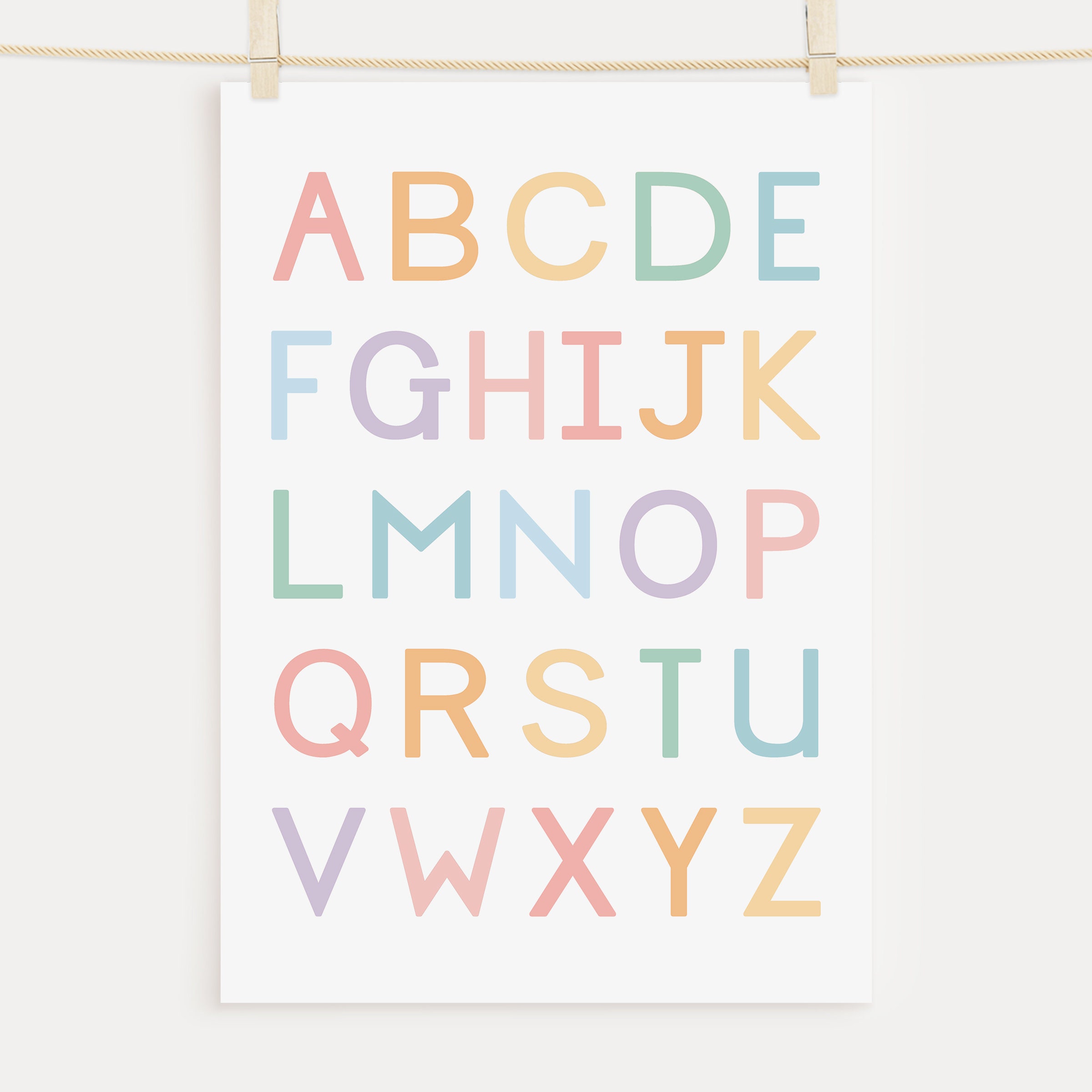 Pastel Rainbow Alphabet Capitals Poster Alphabet Poster - Etsy